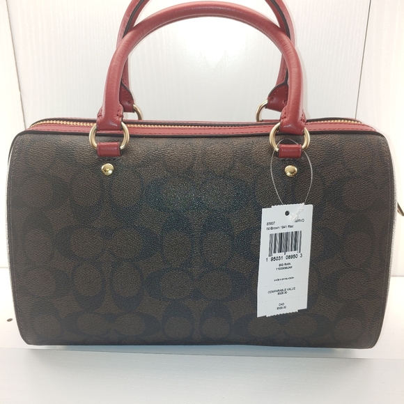 Coach | Bags | Coach Rowan Satchel In Signature Canvas Brown 941 Red ...